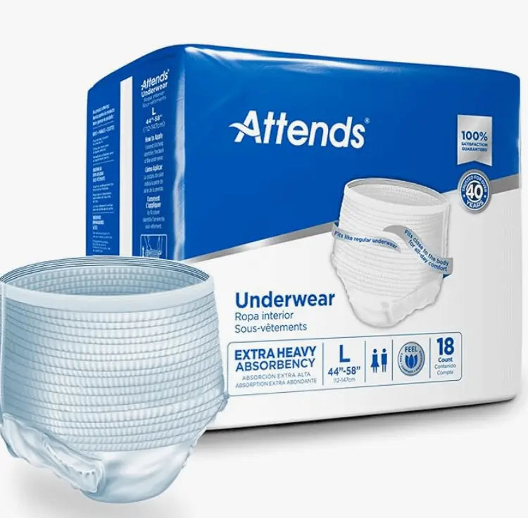 Attends Disposable Underwear Extra Heavy Absorbency, Large, #APV30 ...